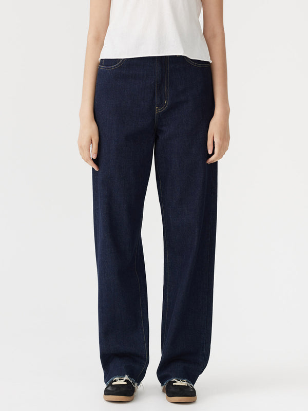 high rise straight leg jean - indigo rinse wash