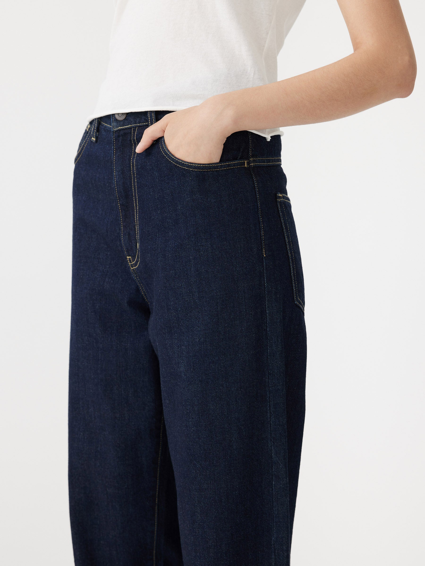 high rise straight leg jean - indigo rinse wash